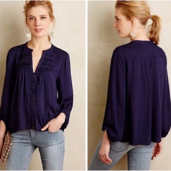 Maeve | Tops | Anthropologie Maeve Pintuck Peasant Blouse | Poshmark